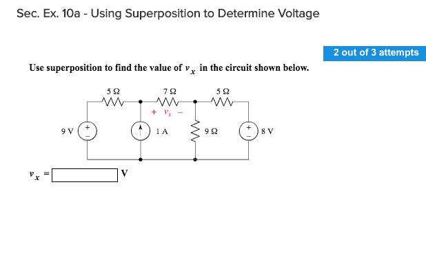 Solved Use superposition to find the value of v_x in the | Chegg.com