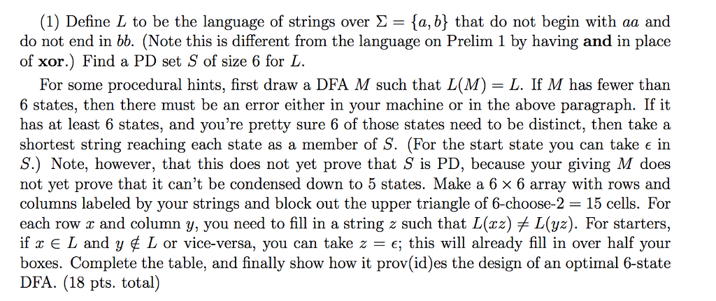 Define L to be the language of strings over sigma = | Chegg.com