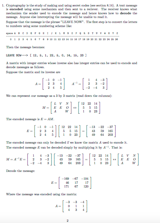 Solved Cryptography is the study of making and using secret | Chegg.com