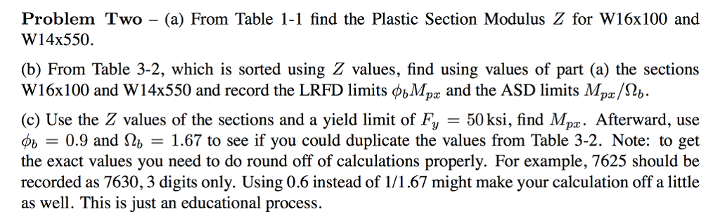 Solved Problem Two - (a) From Table 1-1 find the Plastic | Chegg.com