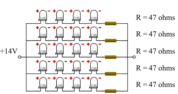 Solved The following circuit illustrates an array of 20 LEDs | Chegg.com