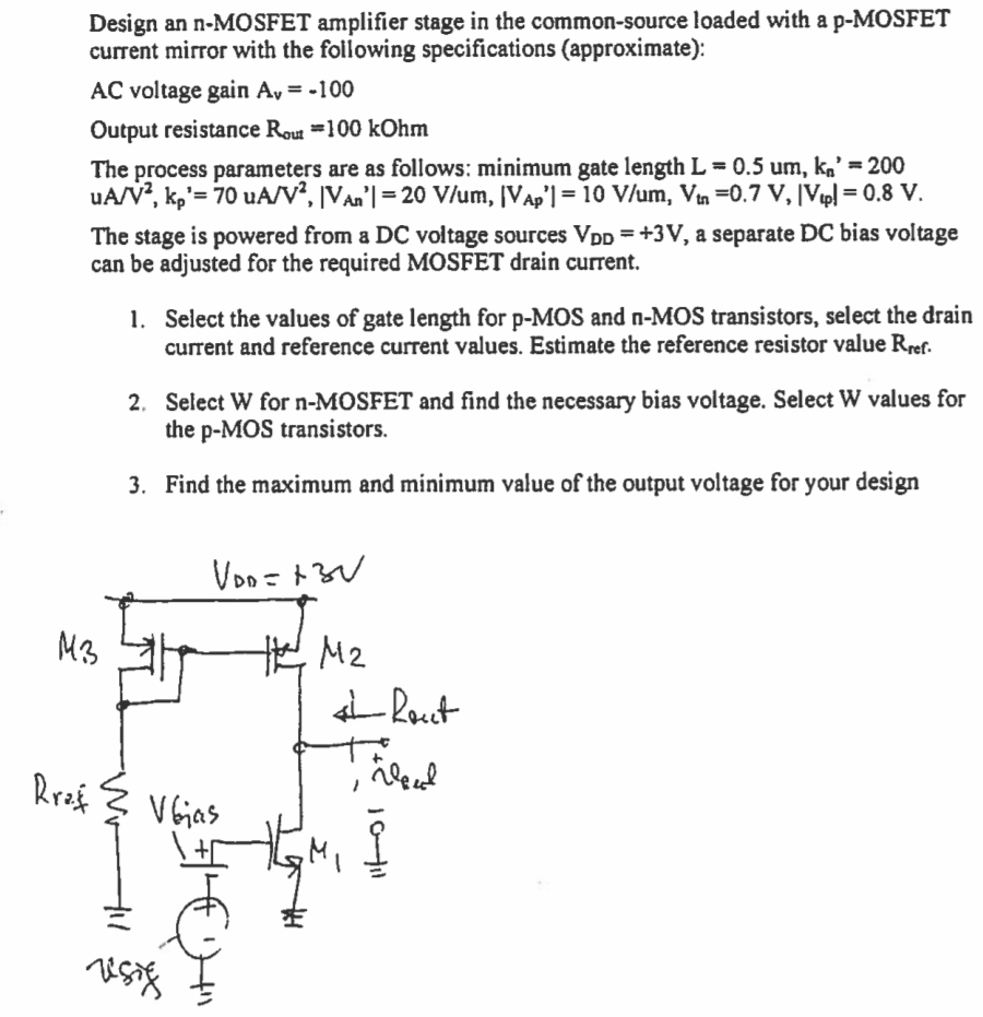 Common source amplifier with pmos current mirror layout