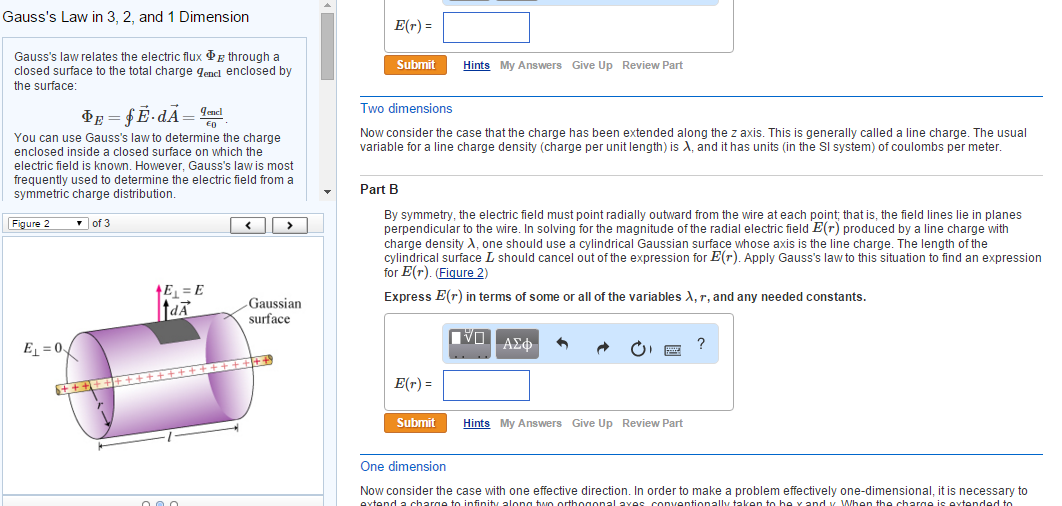 Solved Gauss's Law in 3, 2, and 1 Dimension Three dimensions | Chegg.com