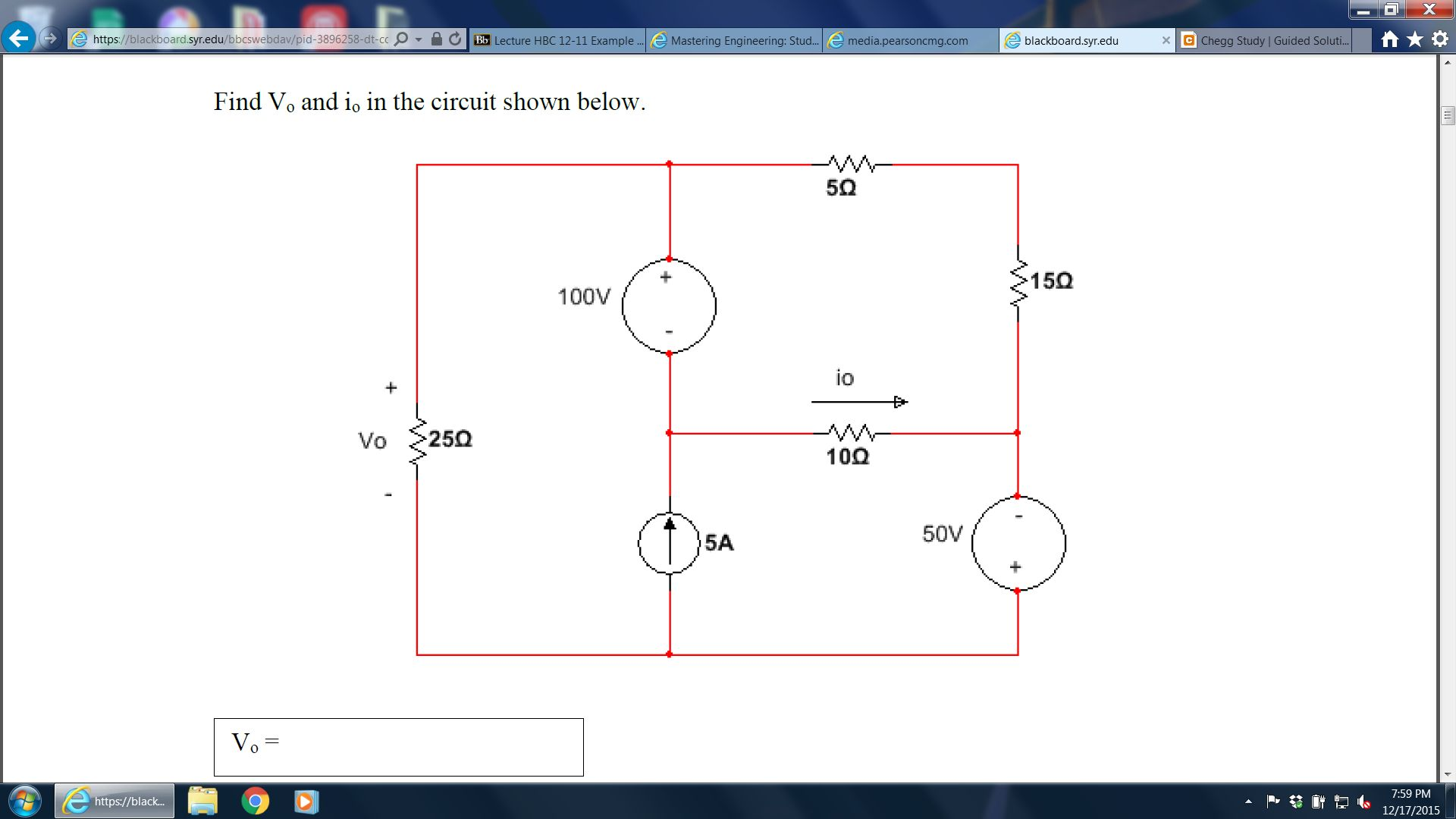 Solved Find V_0 and i_0 in the circuit shown below. | Chegg.com