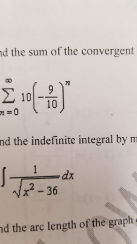 Solved the sum of the convergent sigma^infinity_n = 0 10 | Chegg.com