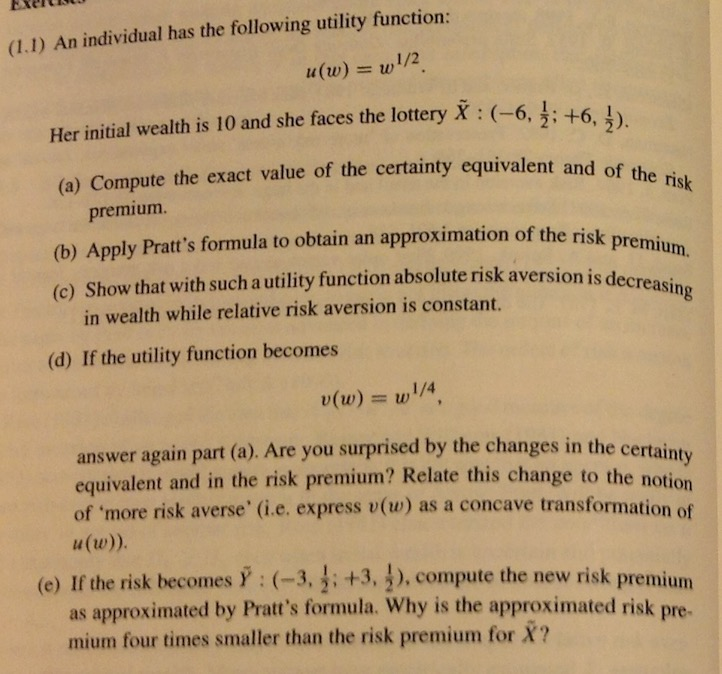 Solved 1 1 An Individual Has The Following Utility
