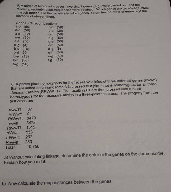Solved A series of two-point crosses, involving 7 genes | Chegg.com
