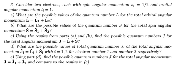 Solved Consider two electrons, each with spin angular | Chegg.com