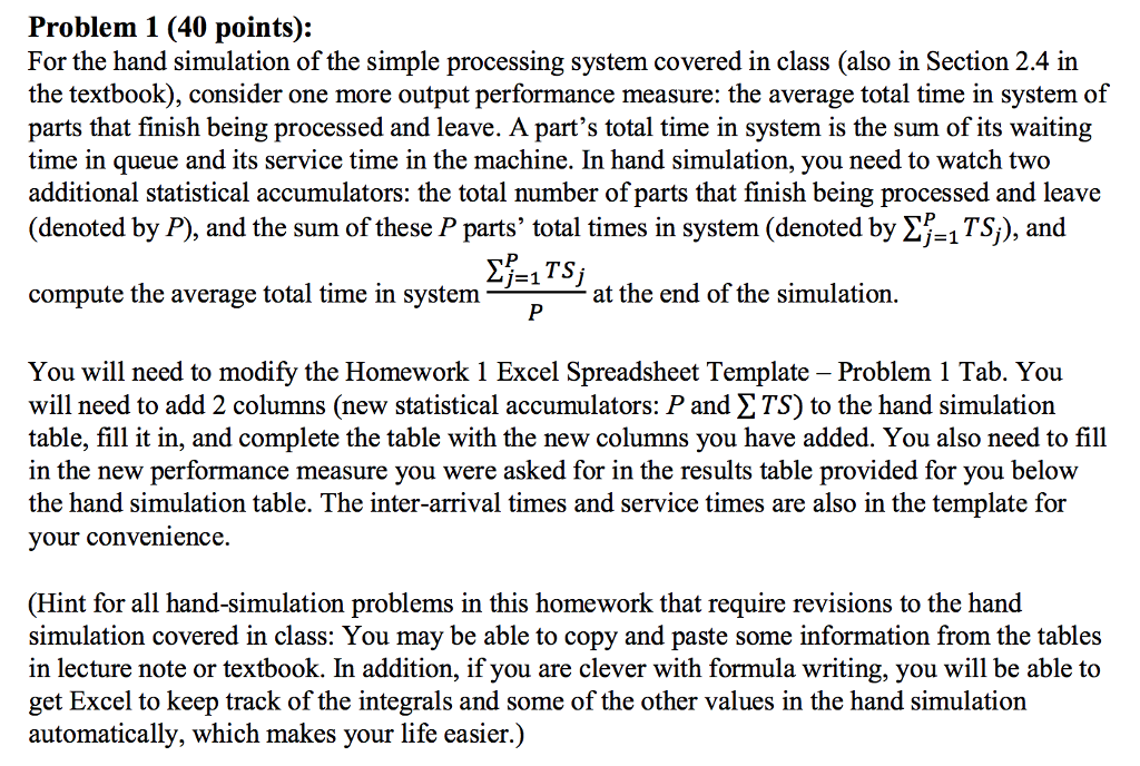 Solved For the hand simulation of the simple processing | Chegg.com
