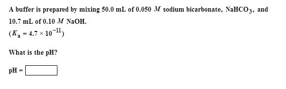 Solved A buffer is prepared by mixing 50.0 mL of 0.050 M | Chegg.com
