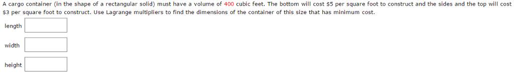 Solved A cargo container (in the shape of a rectangular | Chegg.com