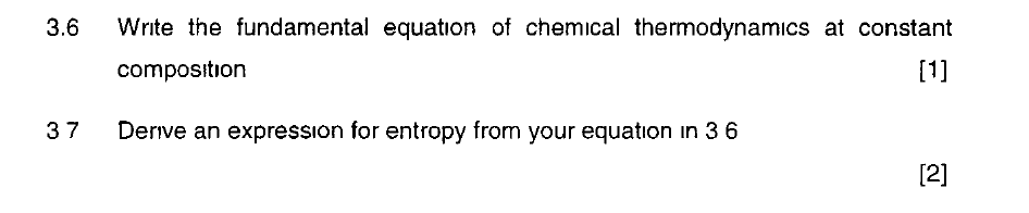 Solved Write the fundamental equation of chemical | Chegg.com
