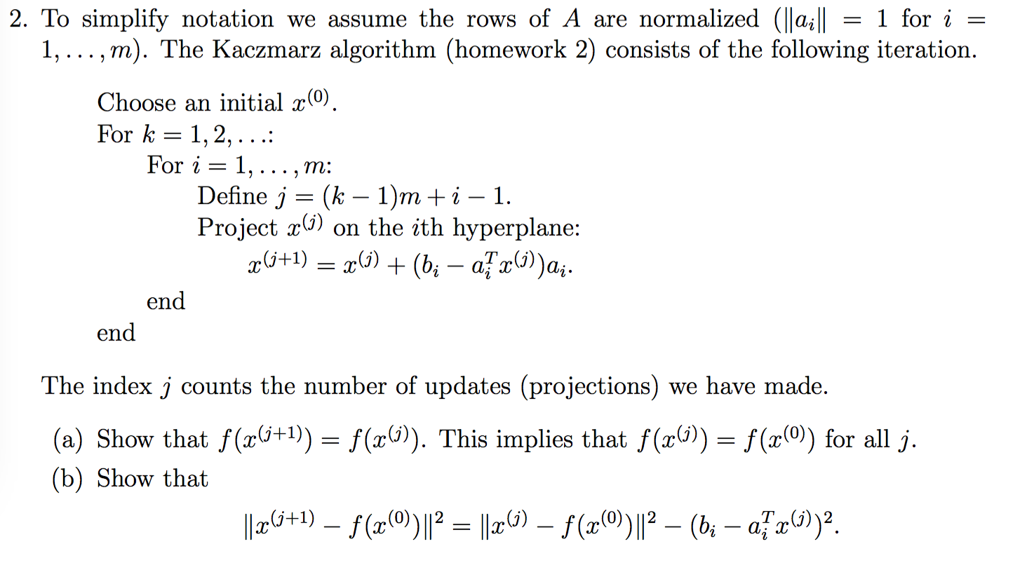 Solved To simplify notation we assume the rows of A are | Chegg.com