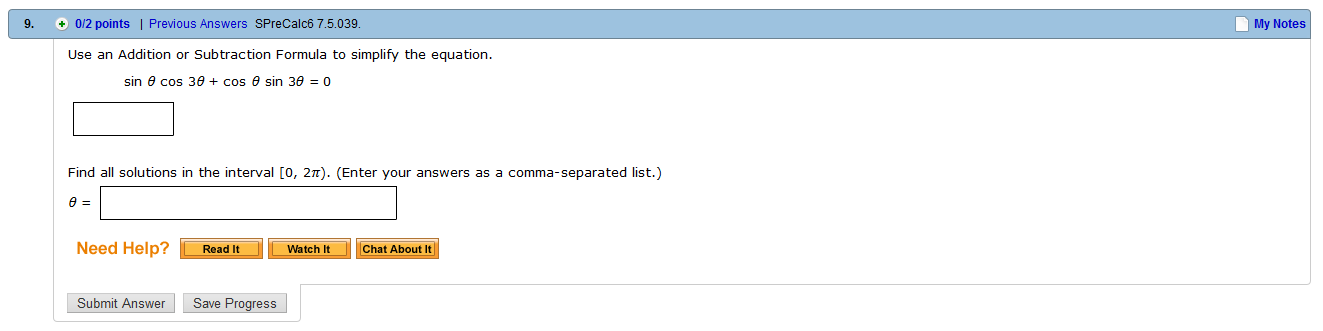 Solved Use an Addition or Subtraction Formula to simplify | Chegg.com