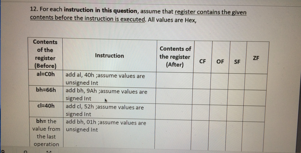 Solved 12 For Each Instruction In This Question Assume
