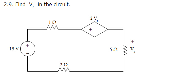 Solved 2.9. Find Vx in the circuit. | Chegg.com