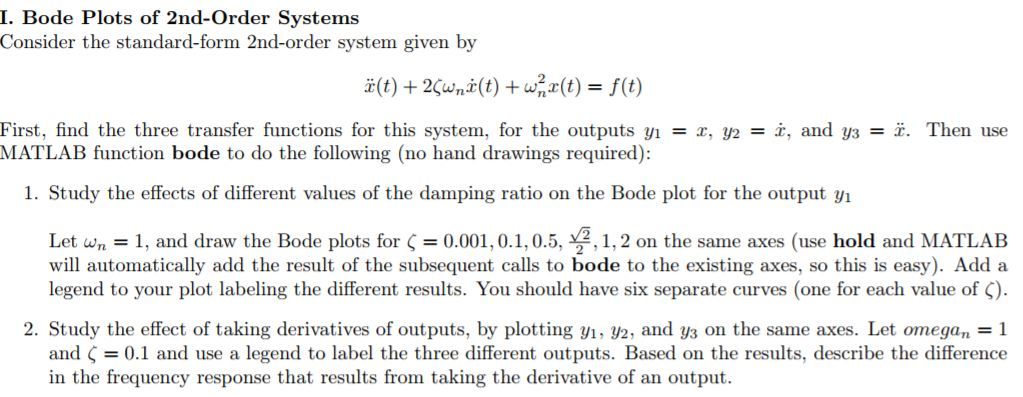 I. Bode Plots of 2nd-Order Systems Consider the | Chegg.com