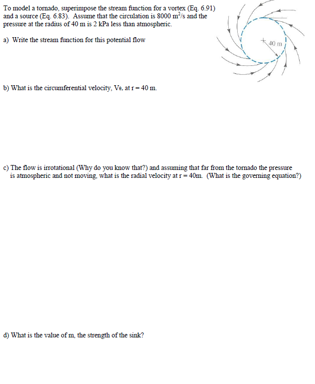 Solved To model a tornado, superimpose the stream frunction | Chegg.com