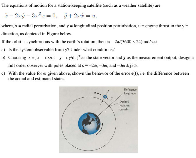 Solved The equations of motion for a station-keeping | Chegg.com