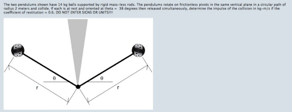 Solved The two pendulums shown have 14 kg balls supported by | Chegg.com