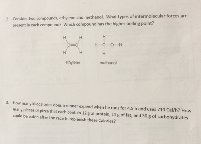 Solved 2. Consider two compounds, ethylene and methanol. | Chegg.com