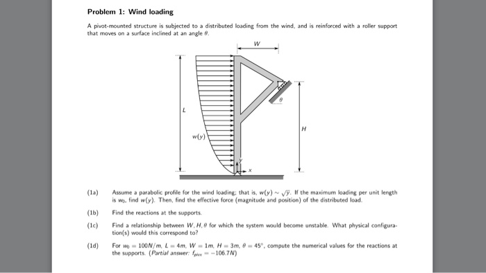 Solved Problem 1: Wind loading A pivot-mounted structure is | Chegg.com