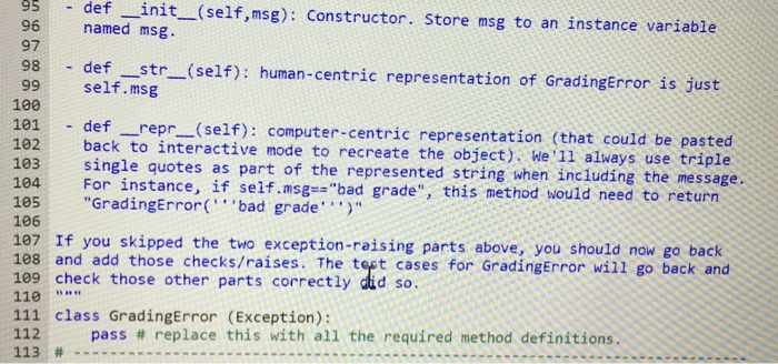 87 88 The GradingError class extends the notion of an | Chegg.com