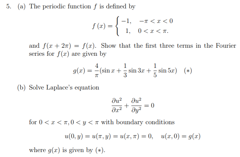 Solved 5. (a) The periodic function f is defined by f (x) | Chegg.com