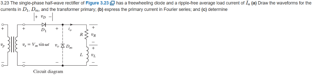 Solved The single-phase half-wave rectifier of Figure 3.23 | Chegg.com