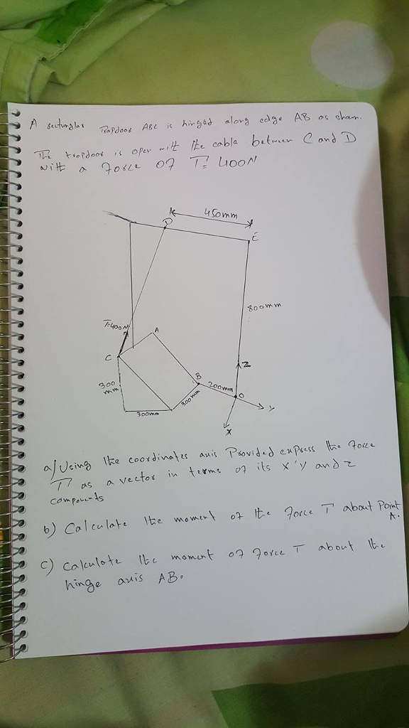 Solved A rectangular trapdoor ABC is hinged along edge AB as | Chegg.com