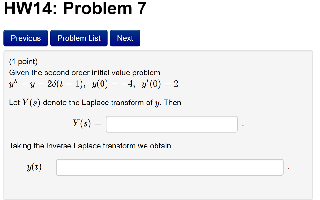 Solved HW14: Problem 7 Previous Problem ListNext (1 point) | Chegg.com