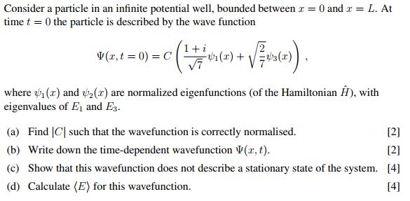 Solved Consider a particle in an infinite potential well, | Chegg.com