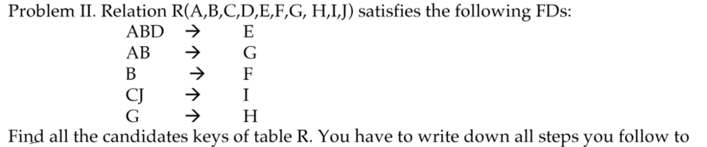 Solved Obtain the candidate keys from the following function | Chegg.com