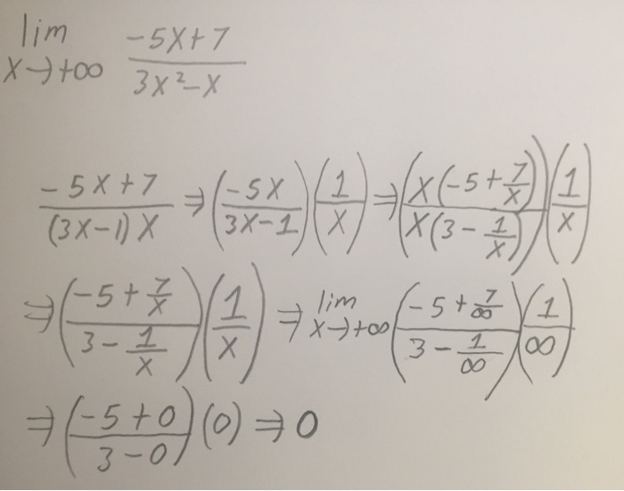 Solved lim_x rightarrow +infinity -5x + 7/3x^2 - x -5x + | Chegg.com