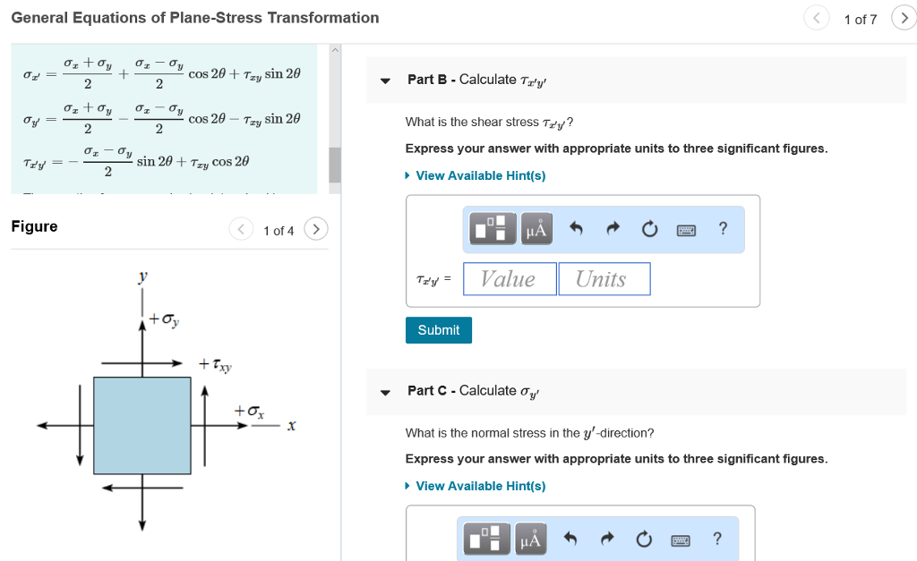 Solved General Equations of Plane-Stress Transformation 1 of | Chegg.com