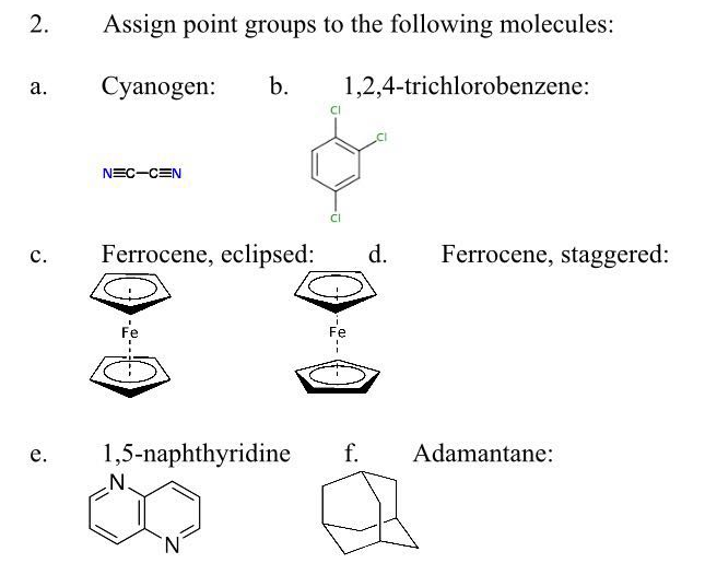 Solved Assign point groups to the following molecules: | Chegg.com