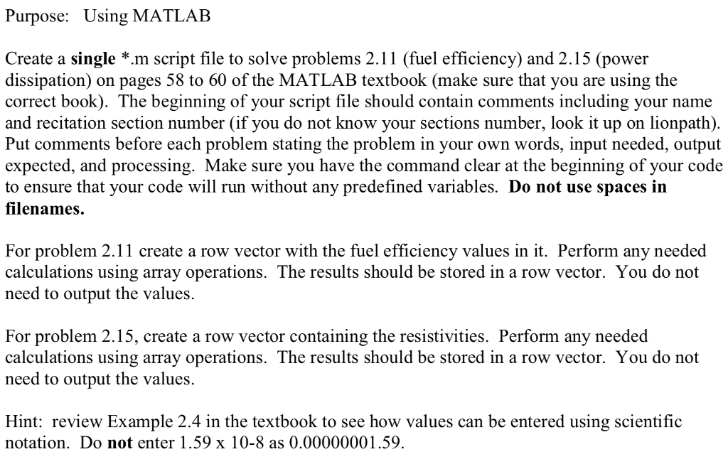 Solved Purpose Using Matlab Create A Single M Script File 5314