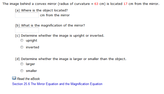 Solved The image behind a convex mirror (radius of curvature | Chegg.com