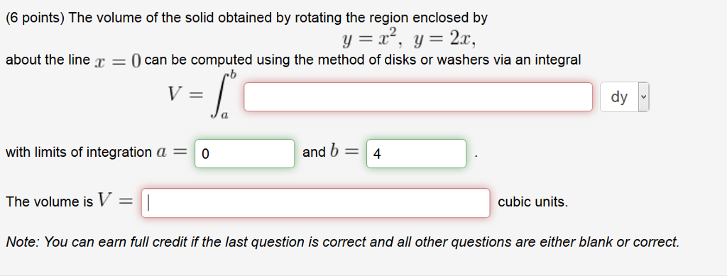 Solved The volume of the solid obtained by rotating the | Chegg.com