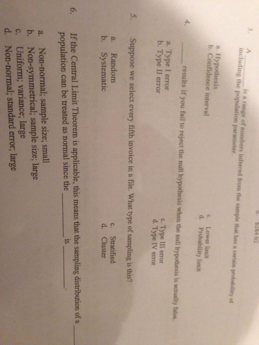 Solved A is a range of numbers inferred from the sample | Chegg.com