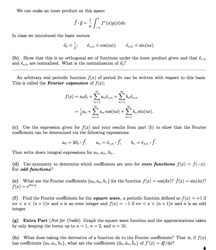 Problem 11.3 - Real Fourier Series Consider the space | Chegg.com