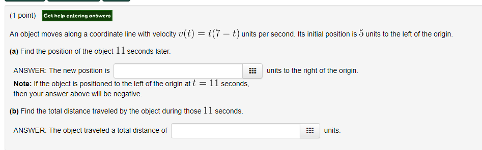 Solved Get help entering answers ) = t 7-t) units per | Chegg.com