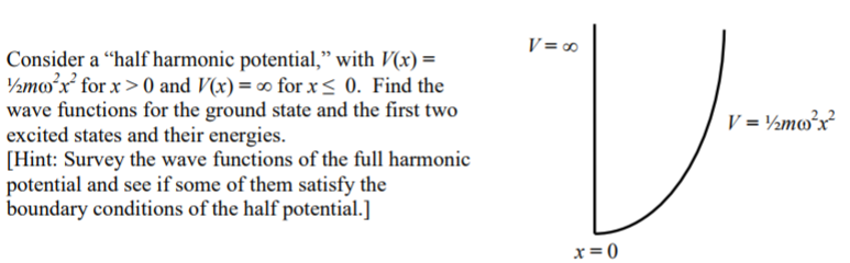 Solved Consider a "half harmonic potential," with V(x) = | Chegg.com