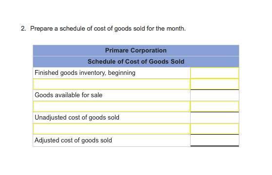Solved Primare Corporation has provided the following data | Chegg.com Solved Primare Corporation has provided the following data | Chegg.com