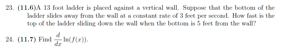 Solved 23. (11.6)A 13 foot ladder is placed against a | Chegg.com