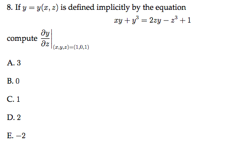 Solved If y = y(x, z) is defined implicitly by the equation | Chegg.com