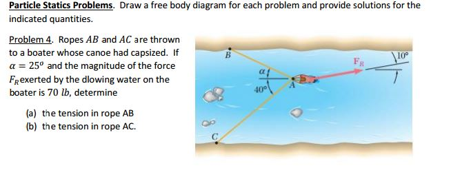 Solved Particle Statics Problems. Draw a free body diagram | Chegg.com