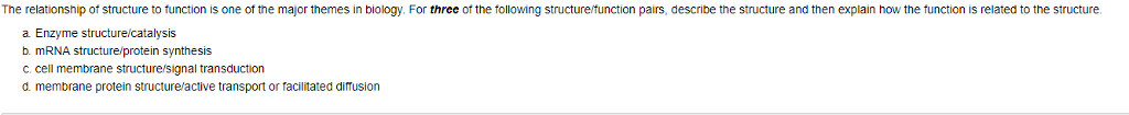 Solved The relationship of structure to function is one of | Chegg.com