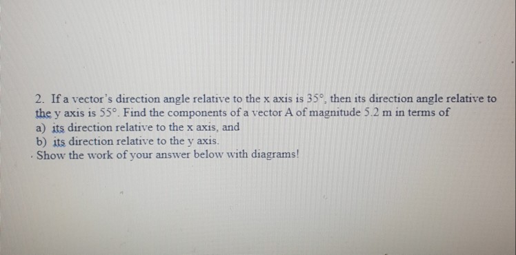 Solved 2. If a vector's direction angle relative to the x | Chegg.com