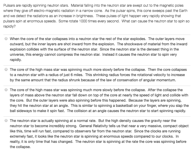 Solved Pulsars are rapidly spinning neutron stars. Material | Chegg.com